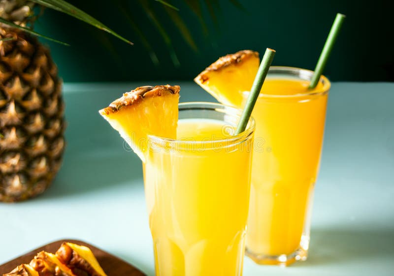 Summer Refreshing Tropical Drink Juice or Cocktail with Pineapple Juice ...