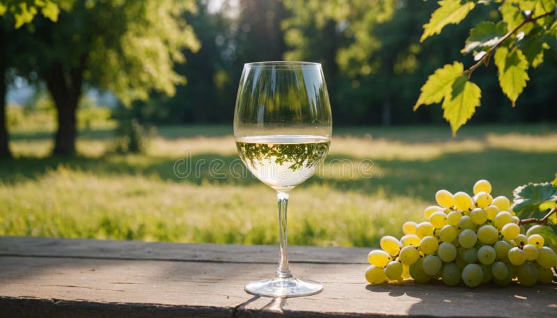 Summer Refreshment Chilled White Wine in Glass Stock Illustration ...