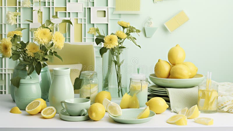 Summer Refreshment: Ice Cold Lemonade with Fresh Lemons and Daisies on ...