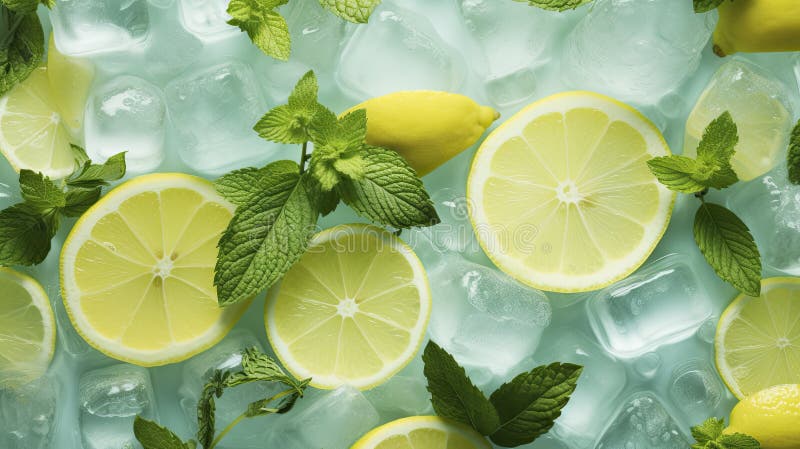 Summer Refreshment: Ice Cold Lemonade with Fresh Lemons and Daisies on ...