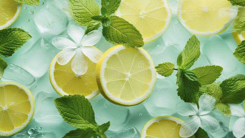 Summer Refreshment: Ice Cold Lemonade with Fresh Lemons and Daisies on ...