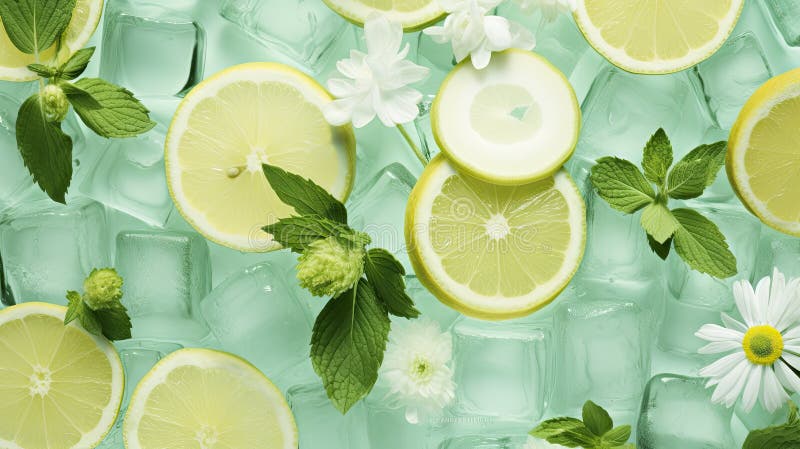 Summer Refreshment: Ice Cold Lemonade with Fresh Lemons and Daisies on ...