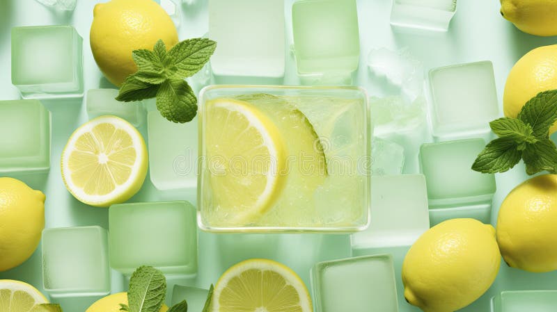 Summer Refreshment: Ice Cold Lemonade with Fresh Lemons and Daisies on ...