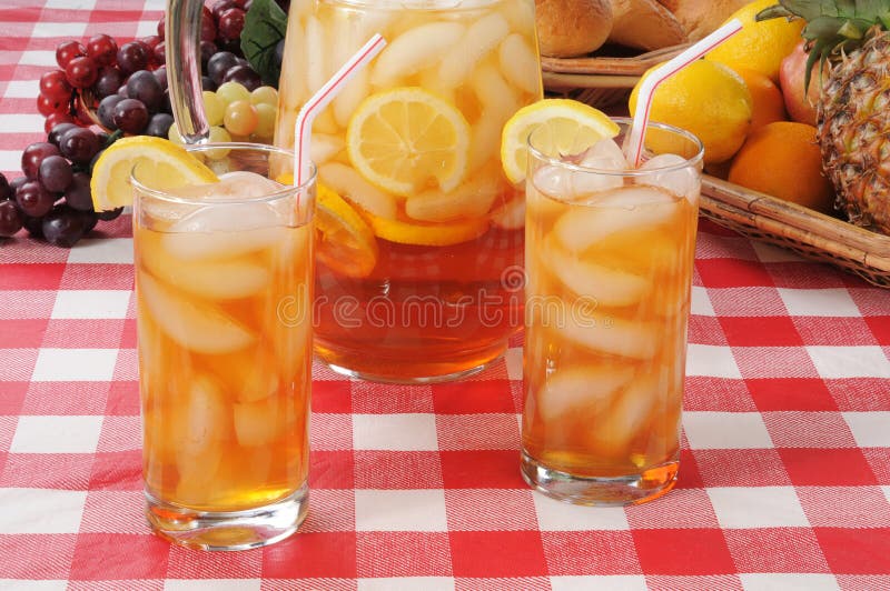Summer Refreshments, Iced Tea Stock Image - Image of beverage, glasses ...