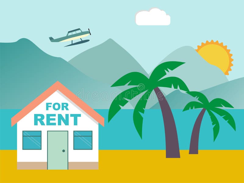 Summer Resort. House For Rent On The Beach. Stock Illustration ...