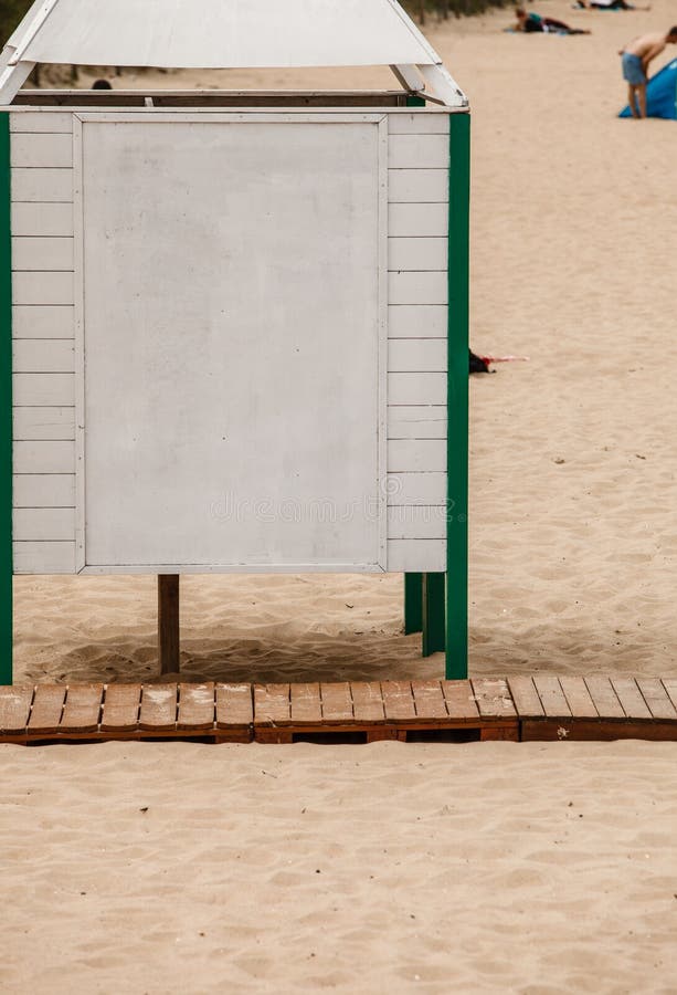 Summer Resort. White Dressing Cabin on a Sandy Beach. Stock Photo ...