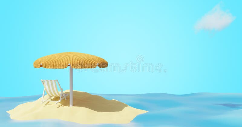 Summer Rest. Beach with Umbrella, Deck Chair Stock Illustration ...