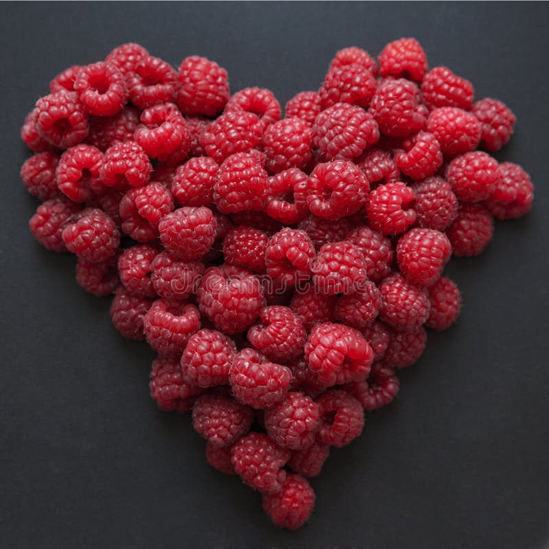 Summer Ripe Raspberry in the Shape of Hart Stock Image - Image of ...