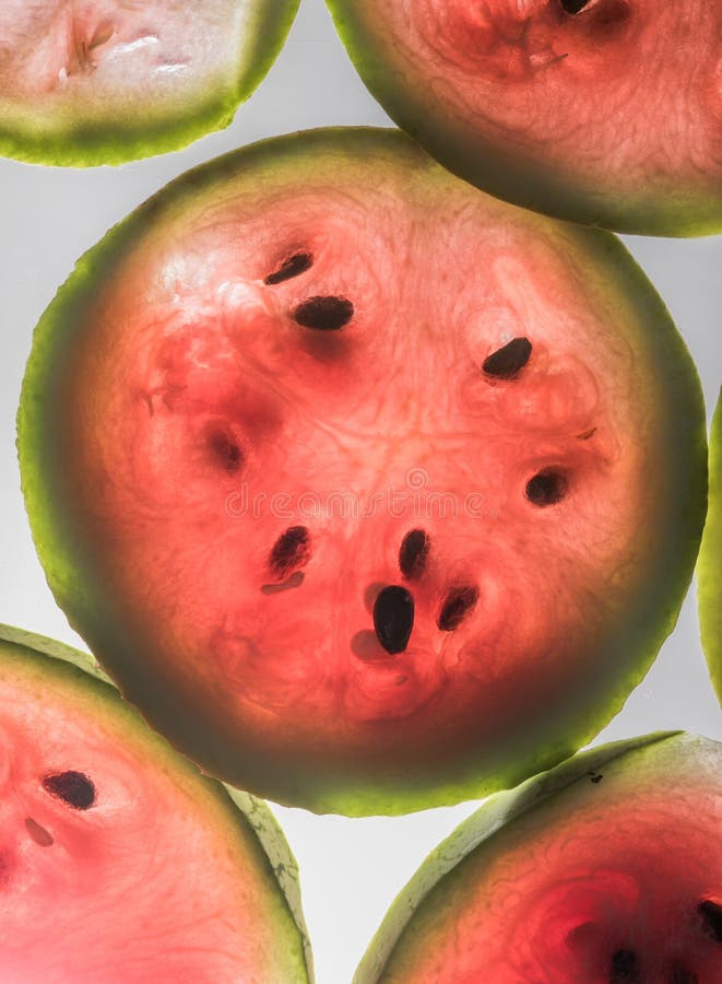 Summer Ripe Sliced Watermelon, Top View Stock Image - Image of flat ...