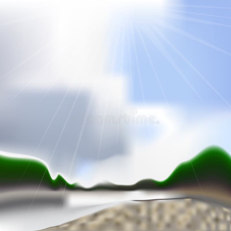 Summer River Backdrop with Gradient Mesh Stock Vector - Illustration of ...