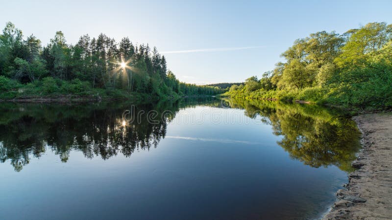 Summer River with Reflections Stock Photo - Image of ecology, autumn ...