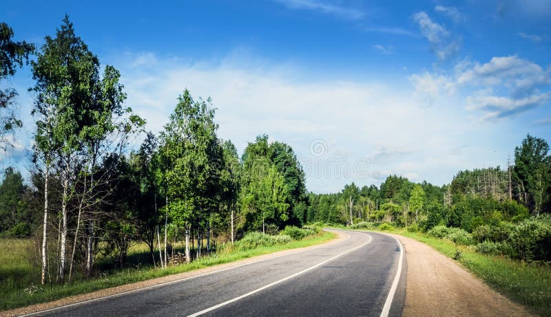 Summer road panorama stock photo. Image of outdoor, forest - 95814542