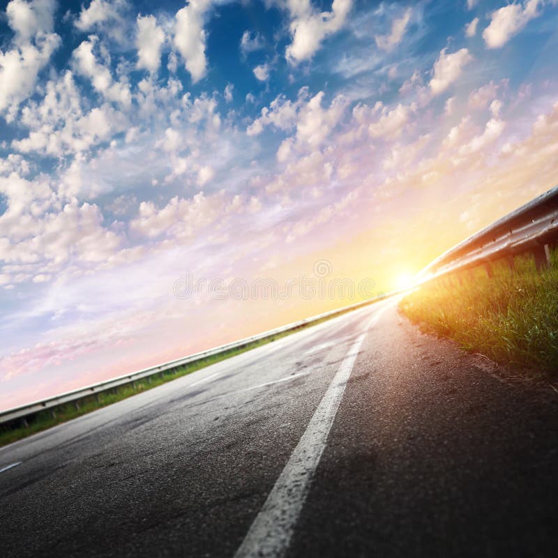 Summer Road, Sky, Sun and Clouds Stock Image - Image of trip, movement ...