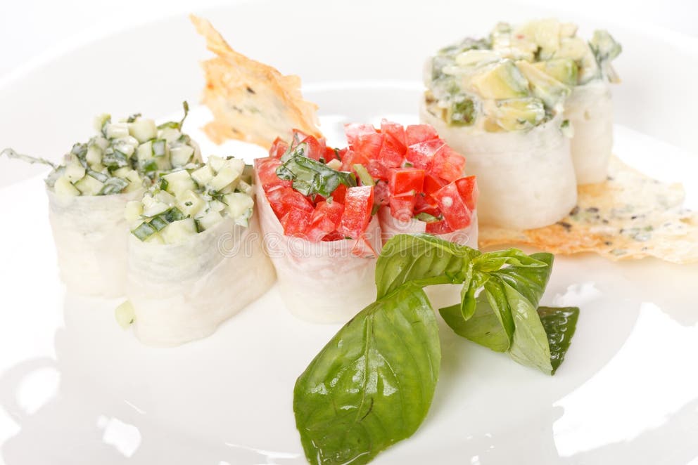 Summer rolls stock photo. Image of dipping, tomato, cheese - 31338990