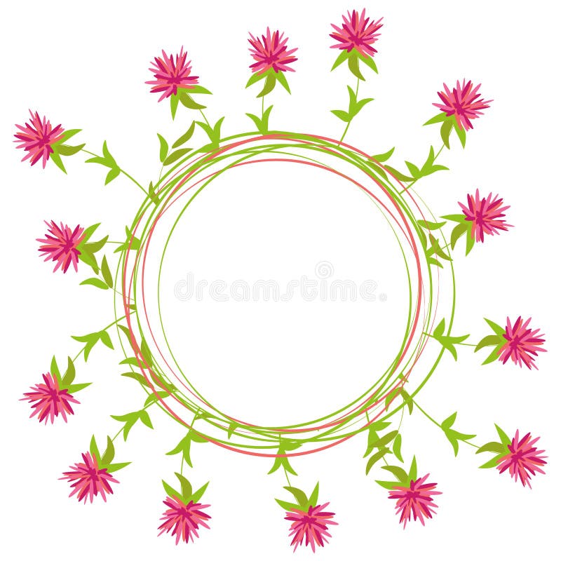Summer Round Frame of Clover Flowers on White Background. Stock Vector ...
