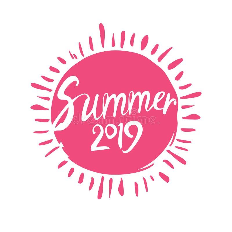 Summer 2019. Round Pink Sun Vector Template Stock Illustration ...