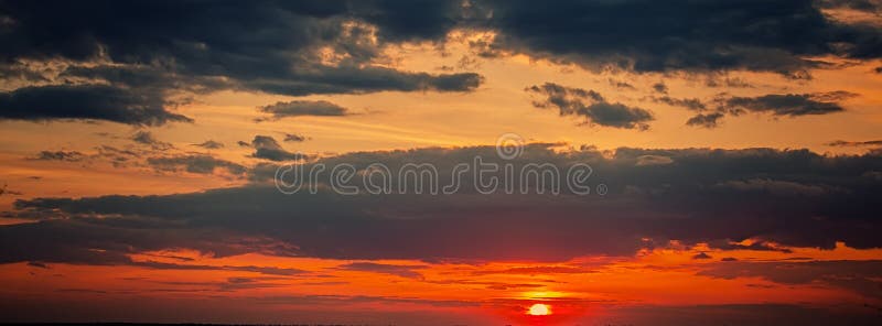 Summer Rural Landscape at Sunset and Clouds. Web Banner Stock Image ...