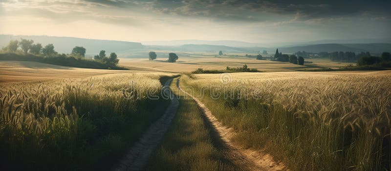 Summer Rural Natural Landscape with Fields, AI Generated Image Stock ...