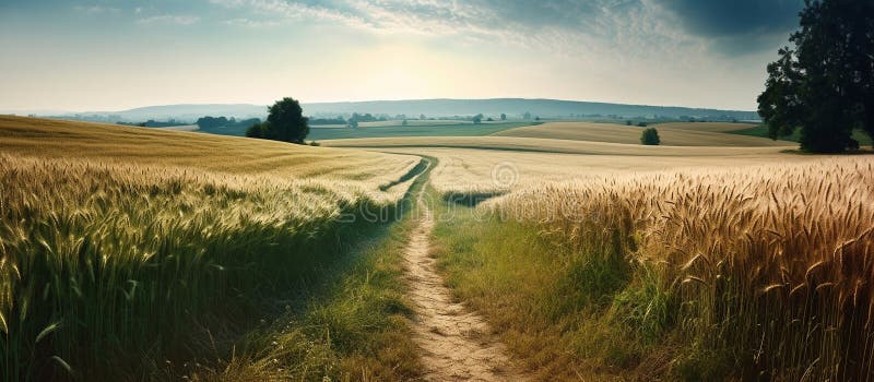 Summer Rural Natural Landscape with Fields, AI Generated Image Stock ...