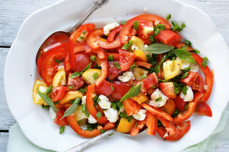 Summer Salad with Paprika and Tomatoes Stock Photo - Image of bell ...
