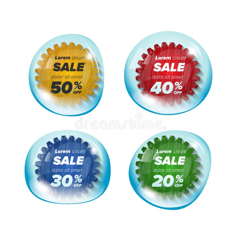 Summer Sale Circle Stickers in a Bubble Stock Vector - Illustration of ...