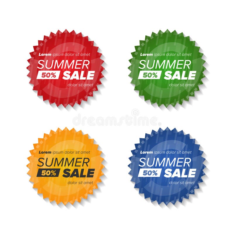 Summer Sale Circle Stickers Stock Vector - Illustration of vector ...
