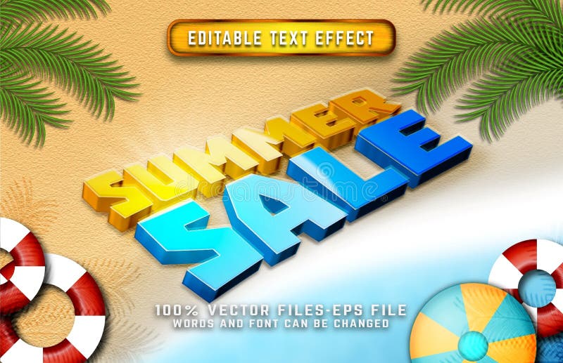 Summer Sale 3d Cartoon Text Effect Premium Vectors Stock Vector - Illustration of vacation ...