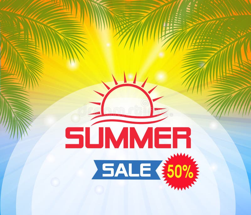 Summer Sale Design Template Fresh Discounts Stock Vector - Illustration ...