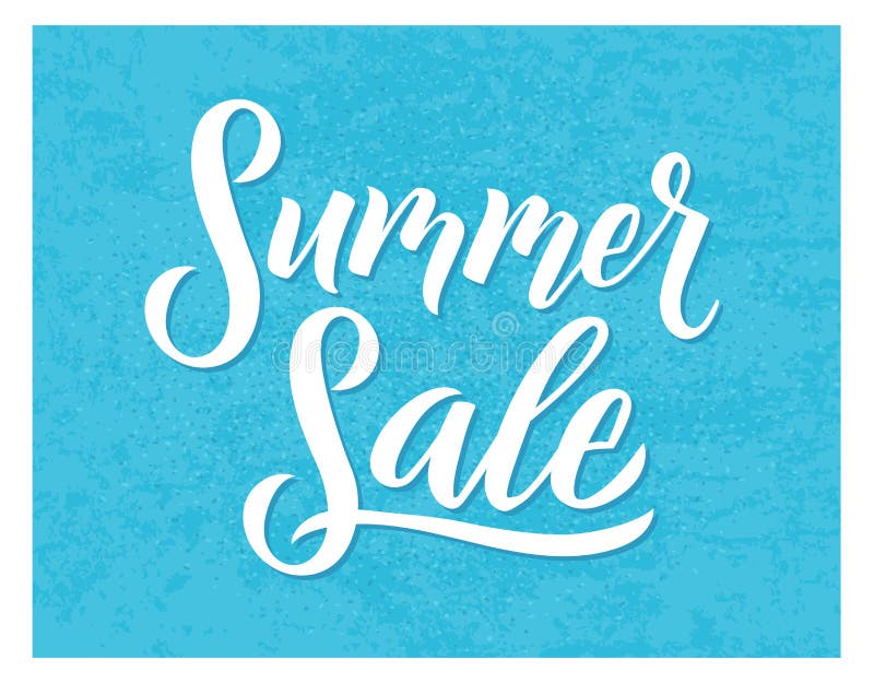 Summer Sale Logo. Blue Emblem with Hand Drawn Words Stock Vector ...