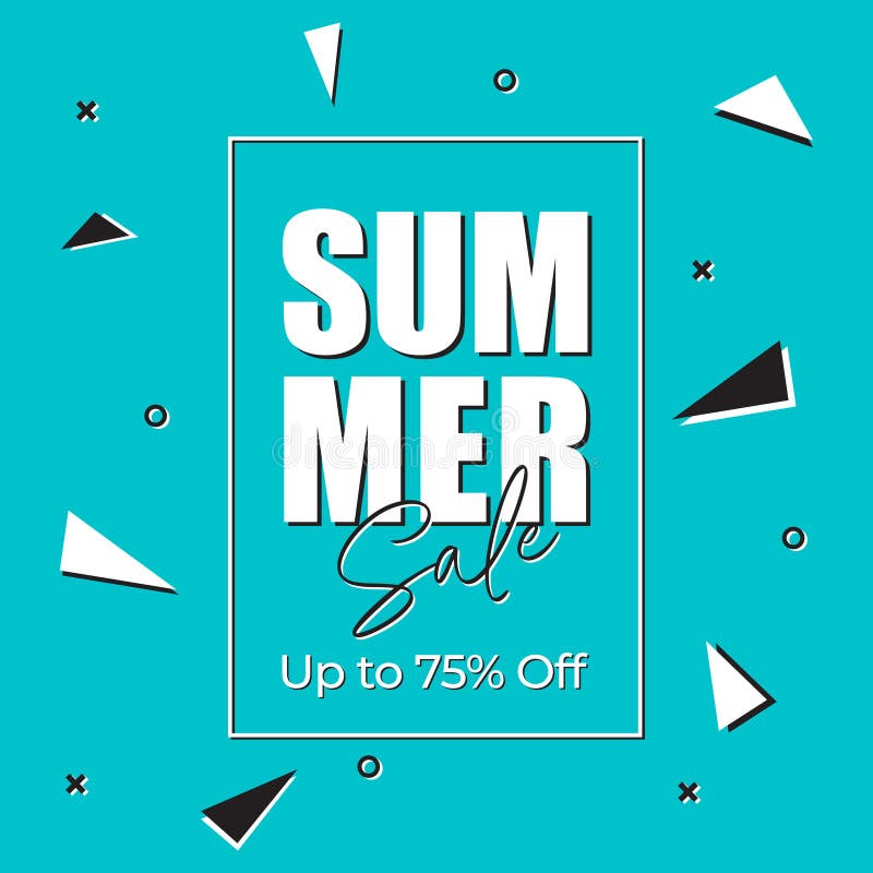Summer Sale Poster in Blue Color Vector Illustration Stock Illustration ...