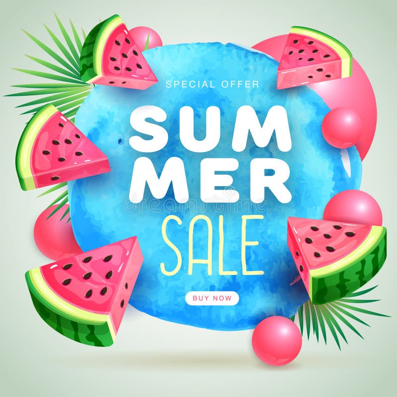 Summer Sale Poster with Slices of Watermelon. Summer Watermelon ...