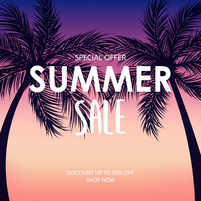 Summer Sale. this Weekend Special Offer Banner with Palm Trees. Shop ...