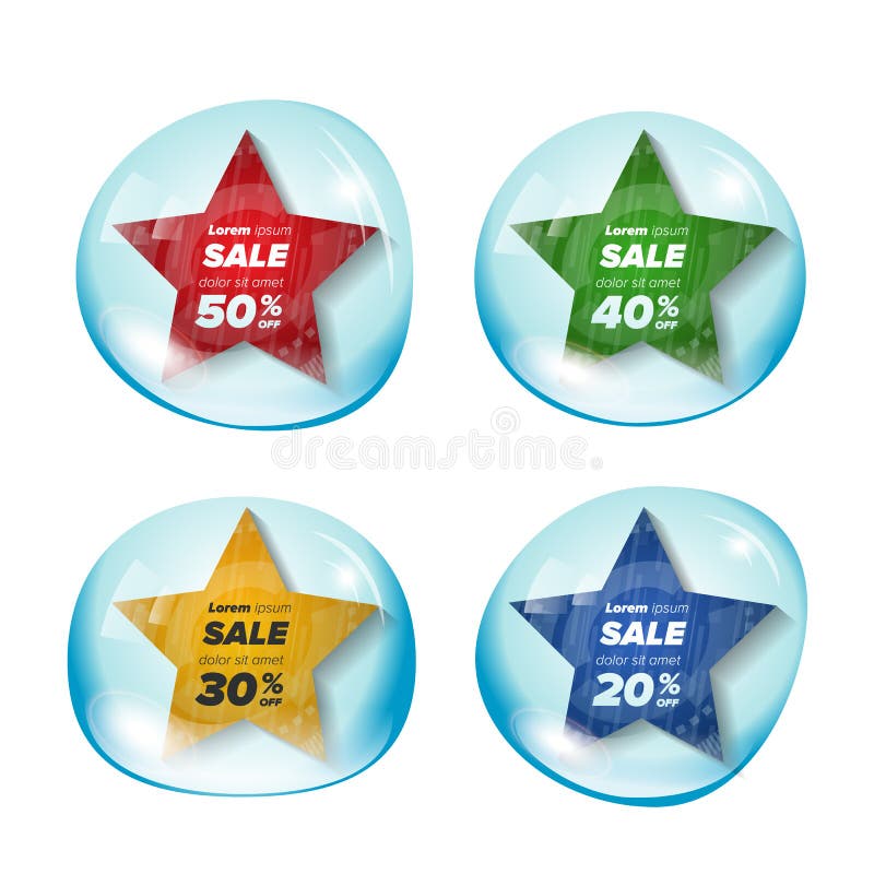 Summer Sale Star Stickers in a Bubble Stock Vector - Illustration of ...