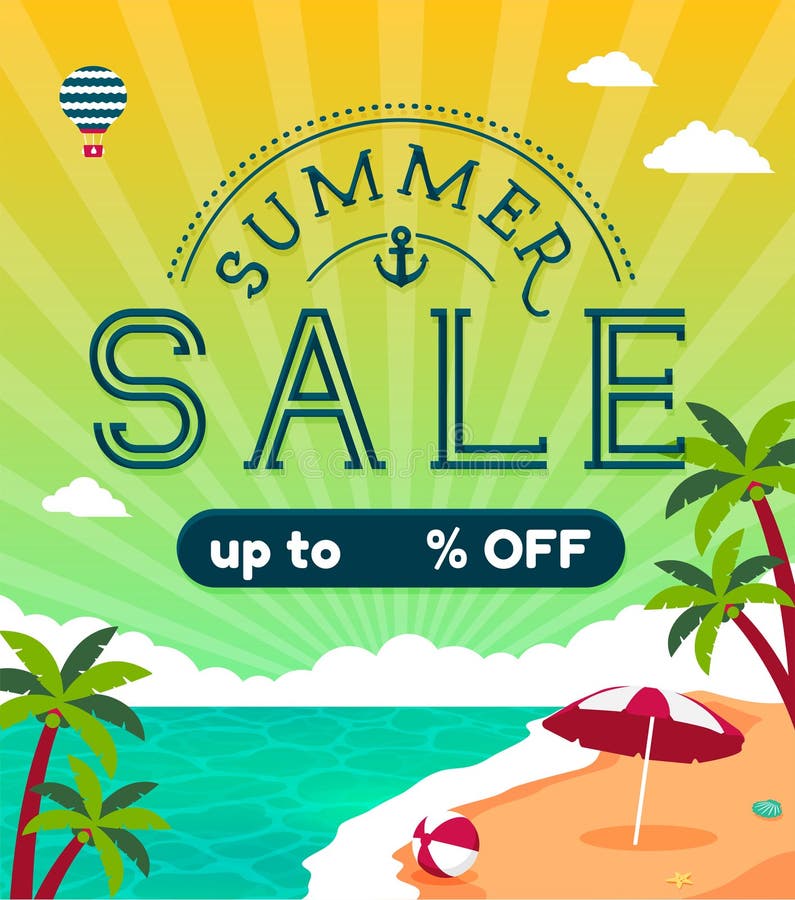 Summer Sale Vector Banner Illustration Stock Vector - Illustration of ...