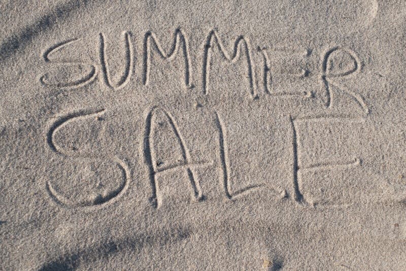 `Summer Sale` Written on Sand. Stock Photo - Image of market, shop ...