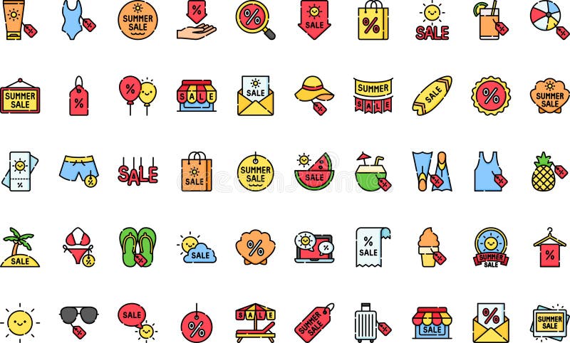 Summer Sales Icons High-Quality Vector Icons Collection with Editable ...