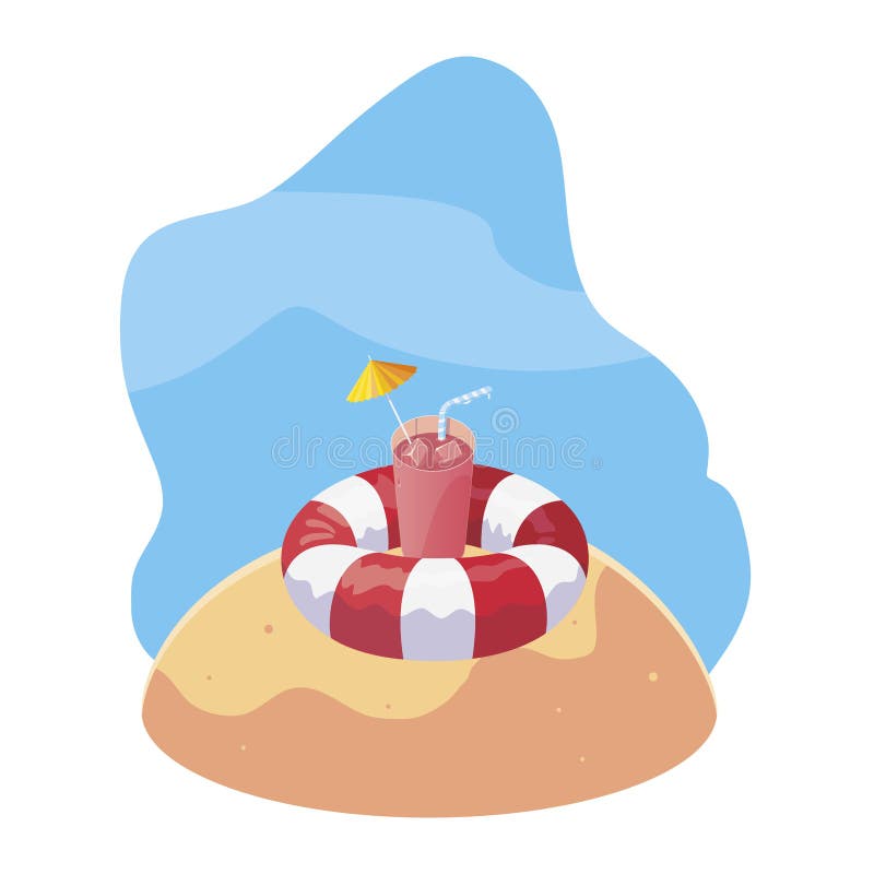 Summer Sand Beach with Float and Icons Stock Illustration ...