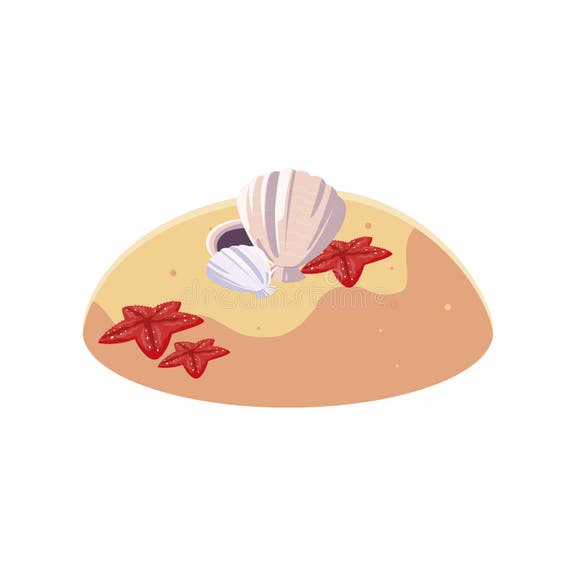 Summer Sand Beach with Shells Scene Stock Illustration - Illustration ...