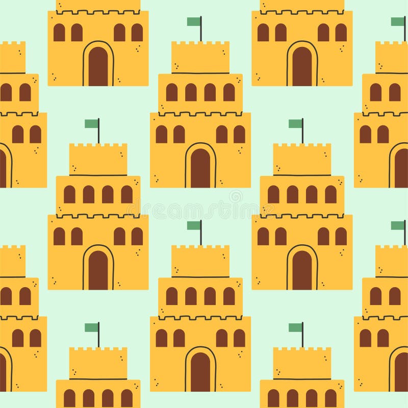Summer Sand Castle Pattern. Flat Seamless Pattern. Simple Sand Castle ...