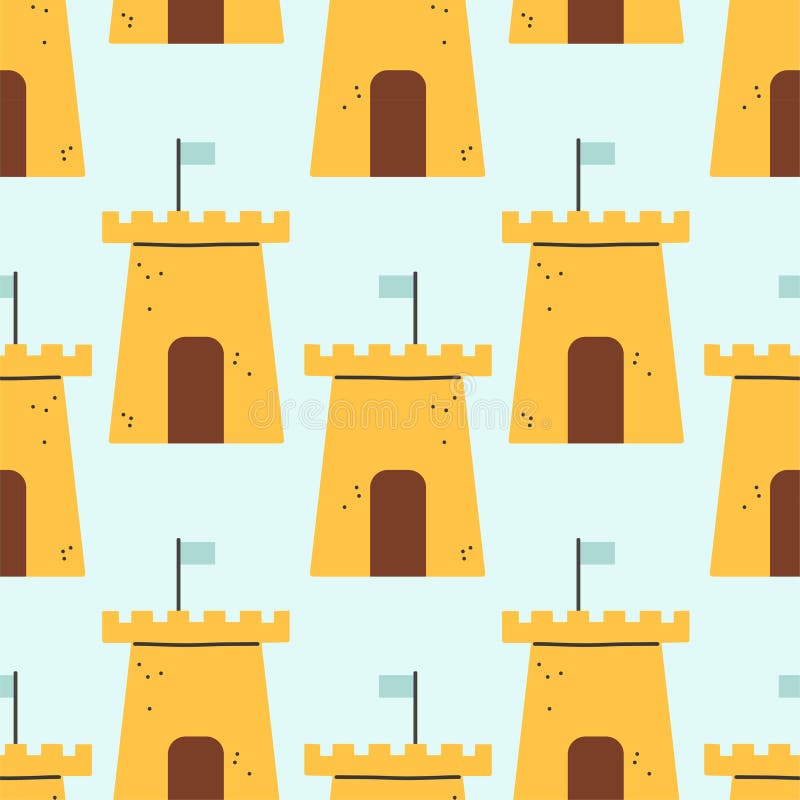 Summer Sand Castle Pattern. Flat Seamless Pattern. Simple Sand Castle ...