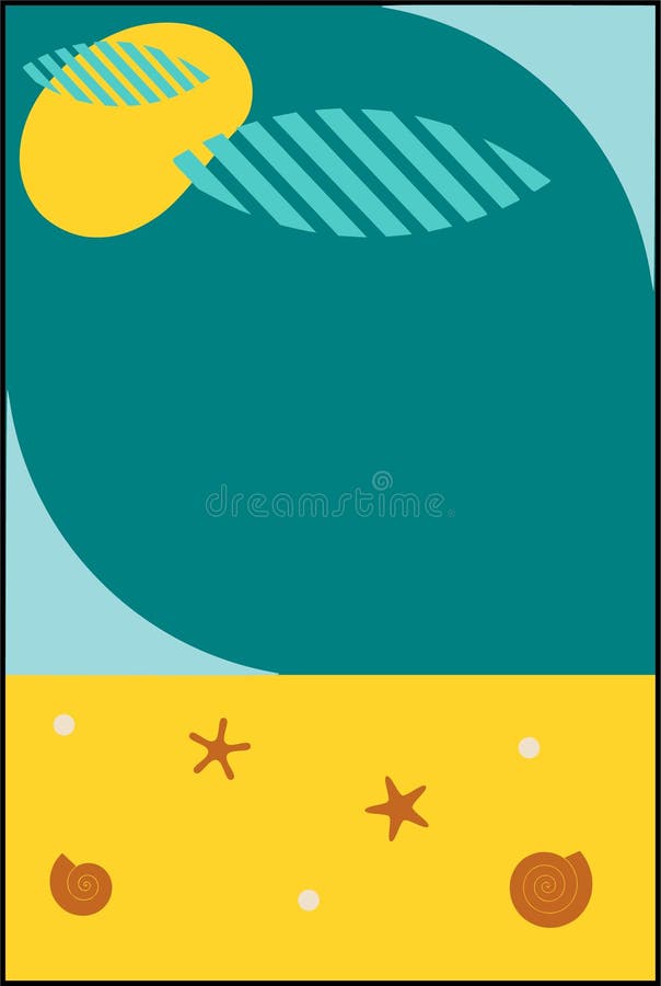 Summer Sandy Beach Poster Design, Creative Visual Modern Art Stock ...