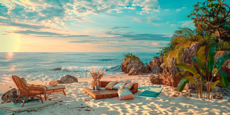 Summer Sandy Beach, Unity with Nature Summer Holiday Stock Photo ...