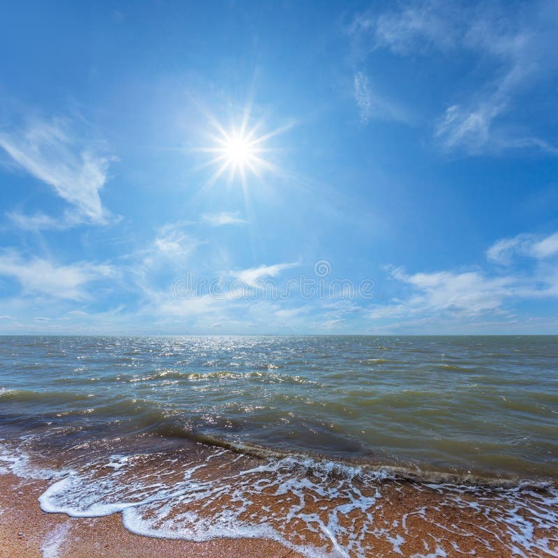 Sandy Sea Beach Under a Sparkle Sun Stock Image - Image of seascape ...