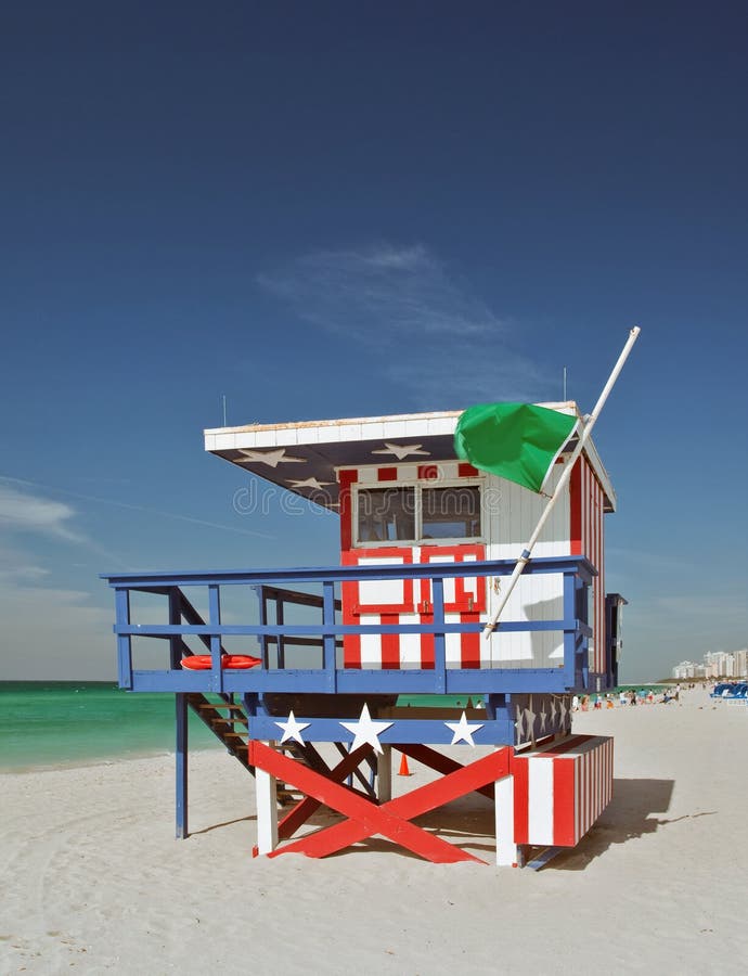 Summer Scene with a Lifeguard House in Miami Beach Stock Photo - Image ...