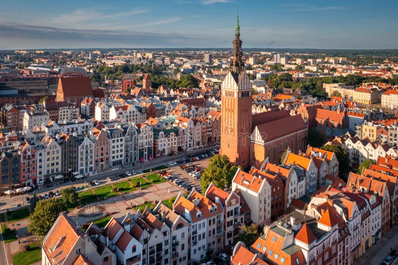 Summer Scenery of Elblag City in the Light of the Setting Sun. Poland ...