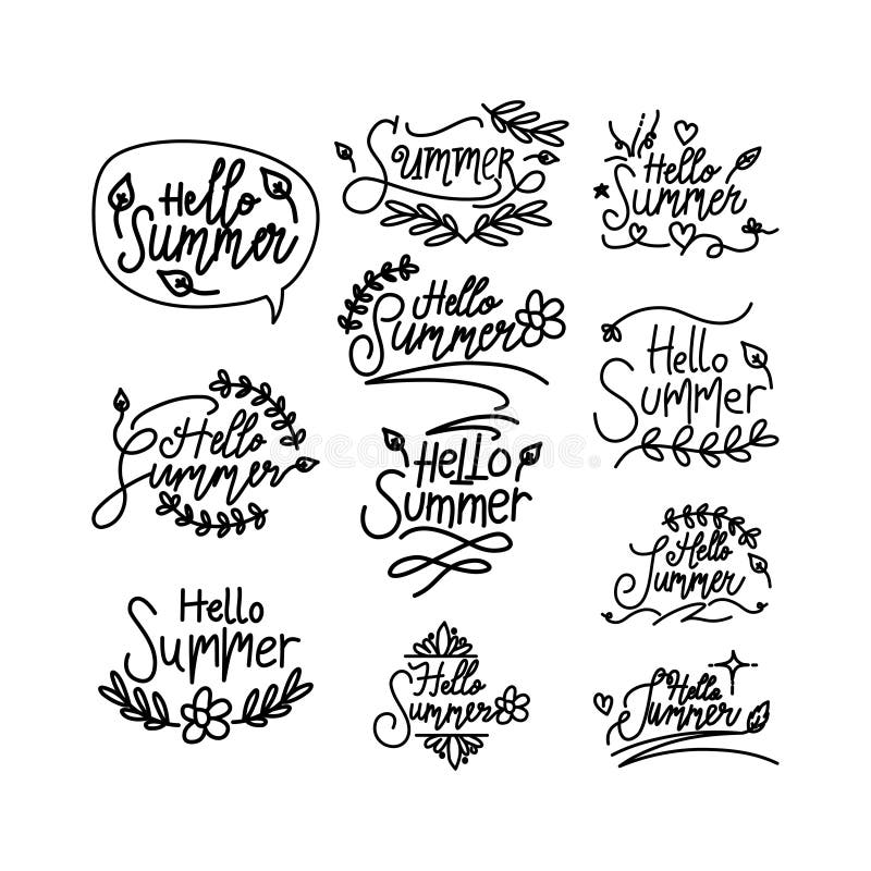 Summer Script Text Template Vector Stock Vector - Illustration of hand ...