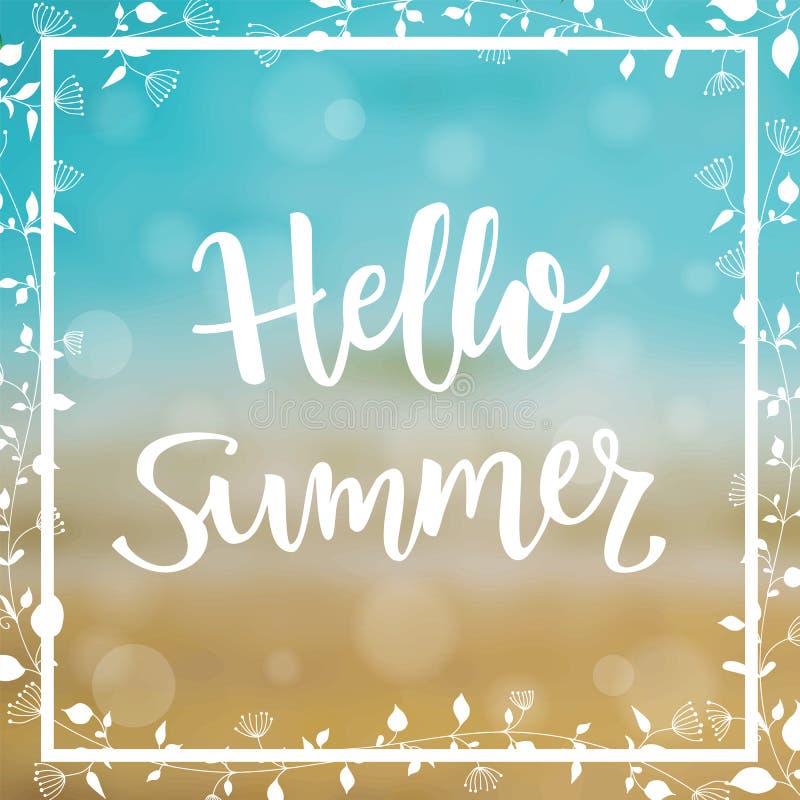 Summer Sea Background with Message Hello Summer. Vector Illustration ...