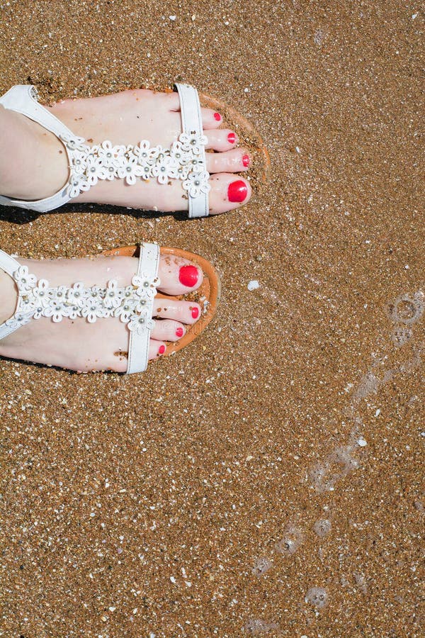 Summer sea feet stock photo. Image of salt, sandals, makeup - 99284640