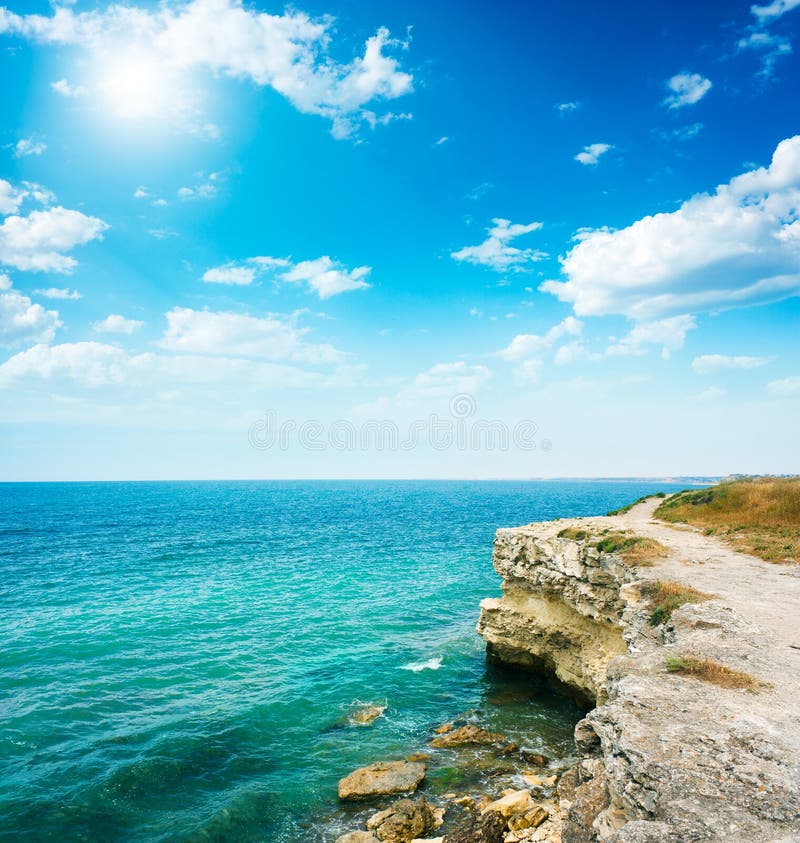 Summer Sea Landscape with Rocky Shore Stock Image - Image of scenic ...