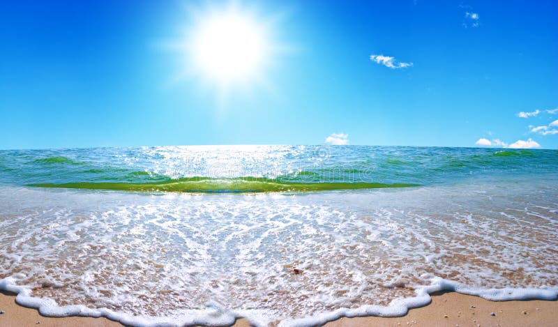Summer Sea Landscape with the Solar Sky Stock Image - Image of concept ...